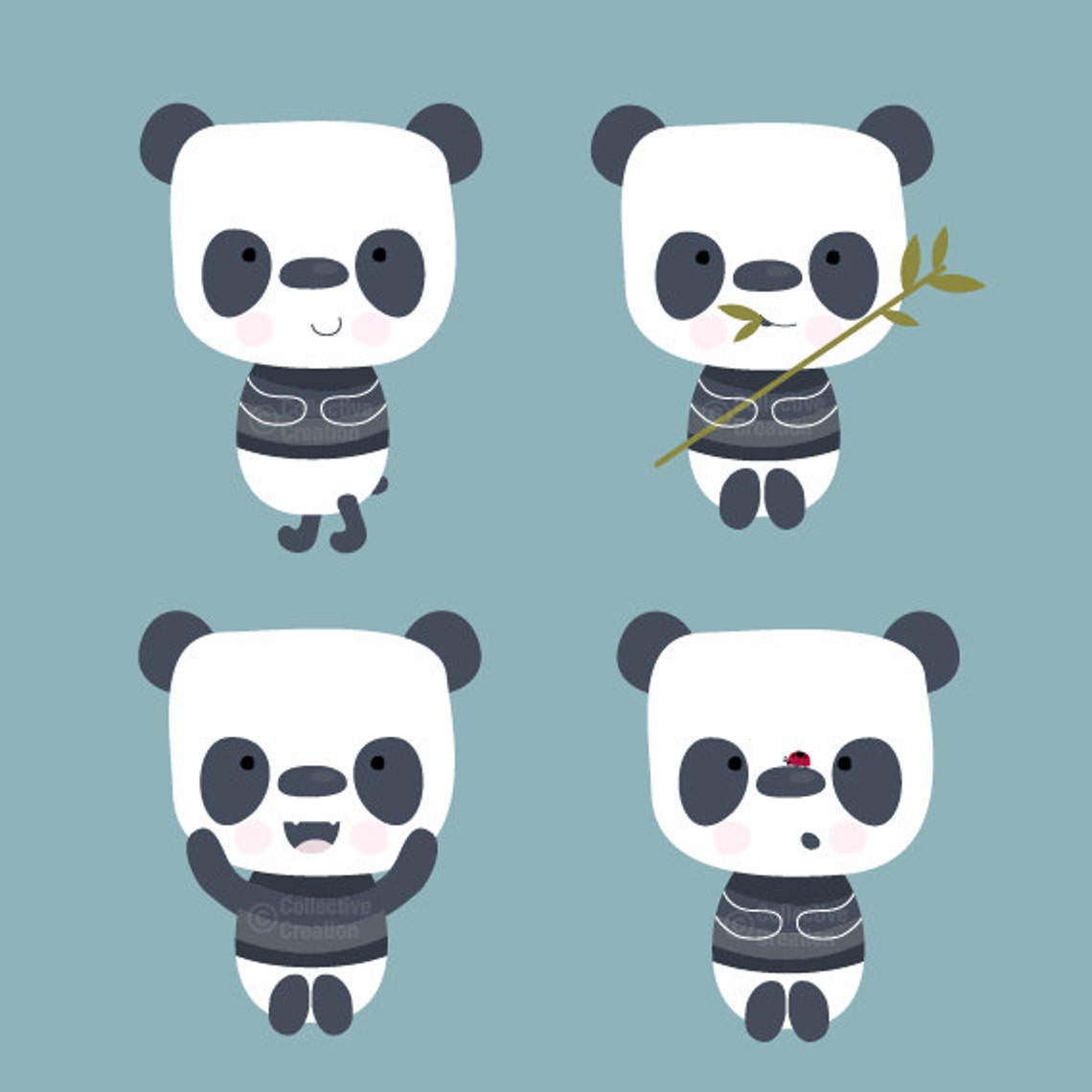Panda Bear Digital Clip Art Clipart Set Personal and Commercial Use - Etsy