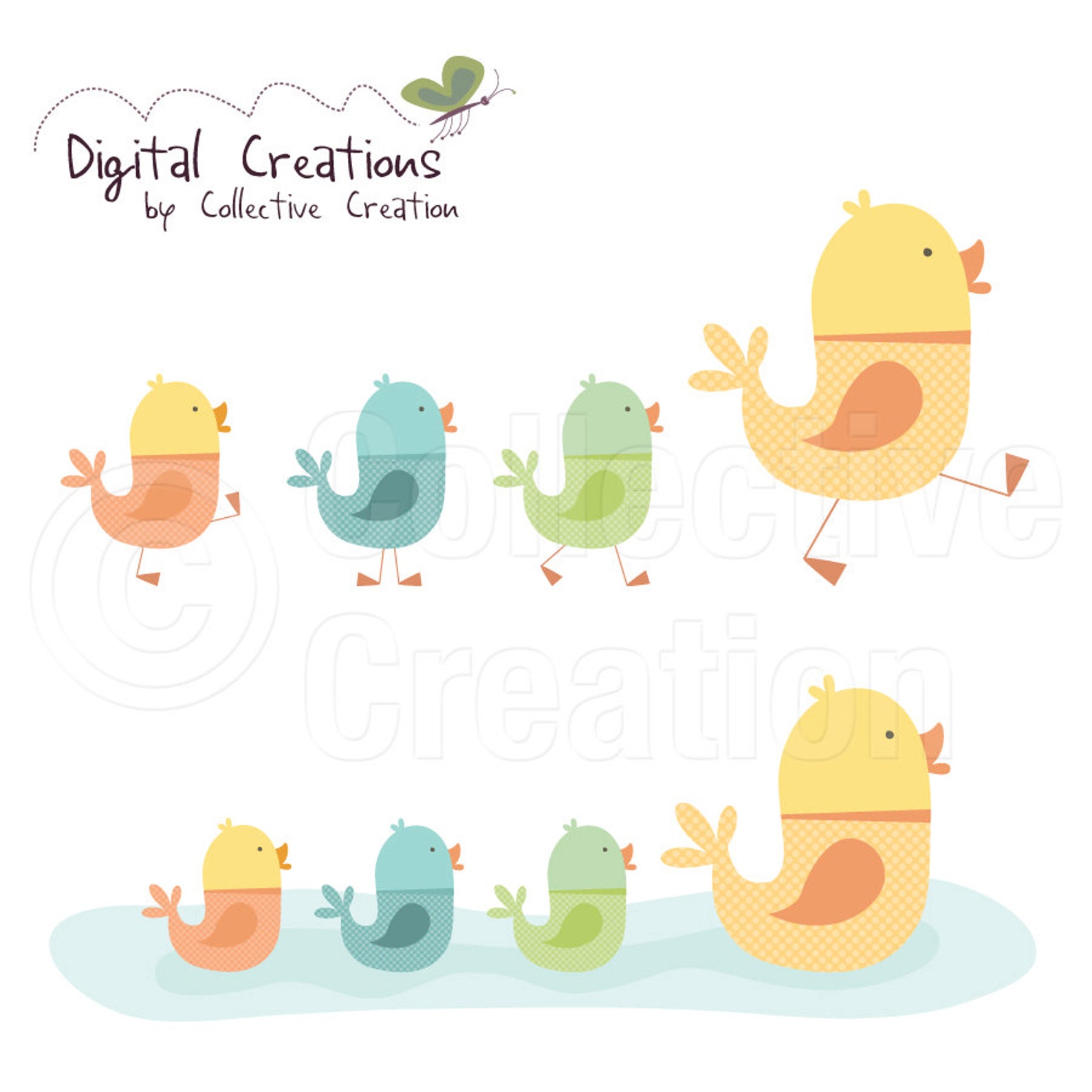 Mother Duck and Her Ducklings Digital Clip Art Clipart Set - Etsy