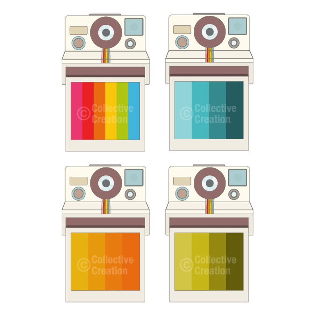 Rainbow Vintage Camera Clip Art Clipart Set Personal and Commercial Use ...