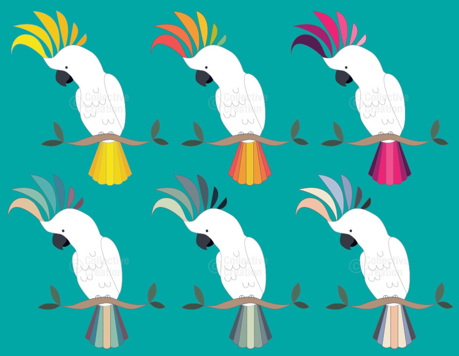 Cockatoo Digital Clip Art Clipart Set Personal and - Etsy