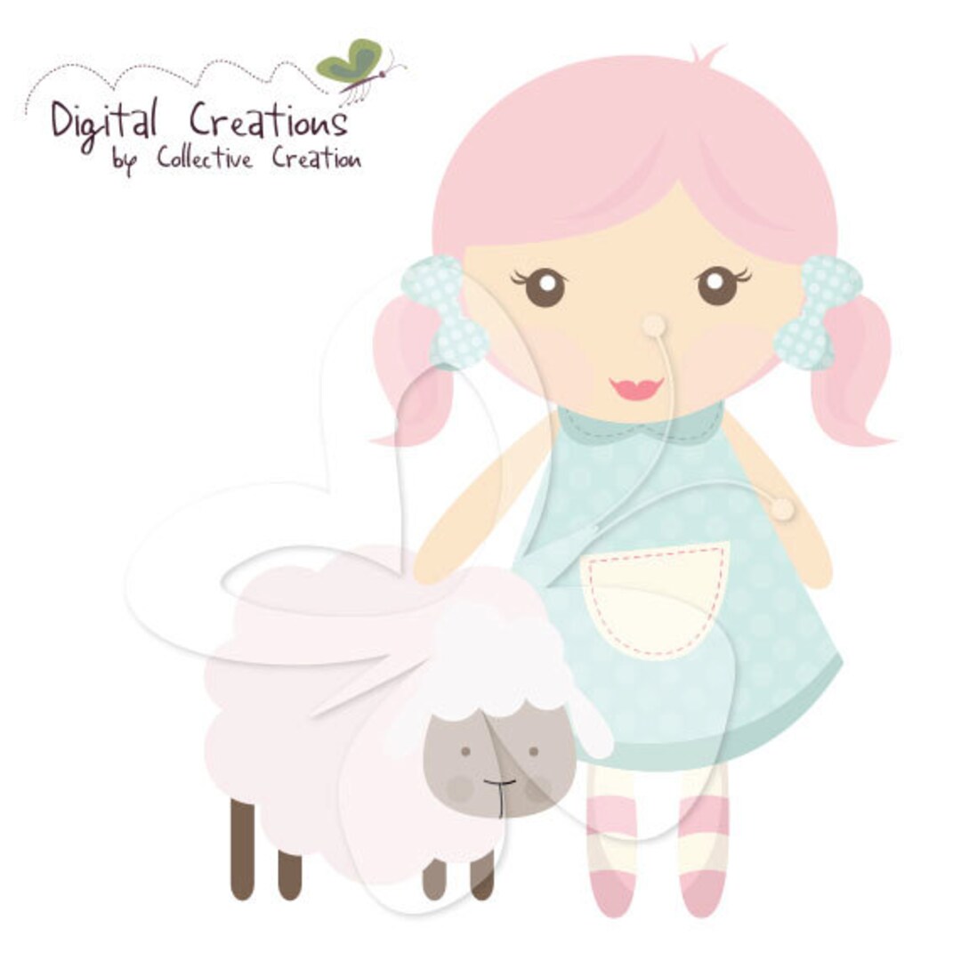 Mary Had a Little Lamb Digital Clipart Clip Art Set Personal and ...