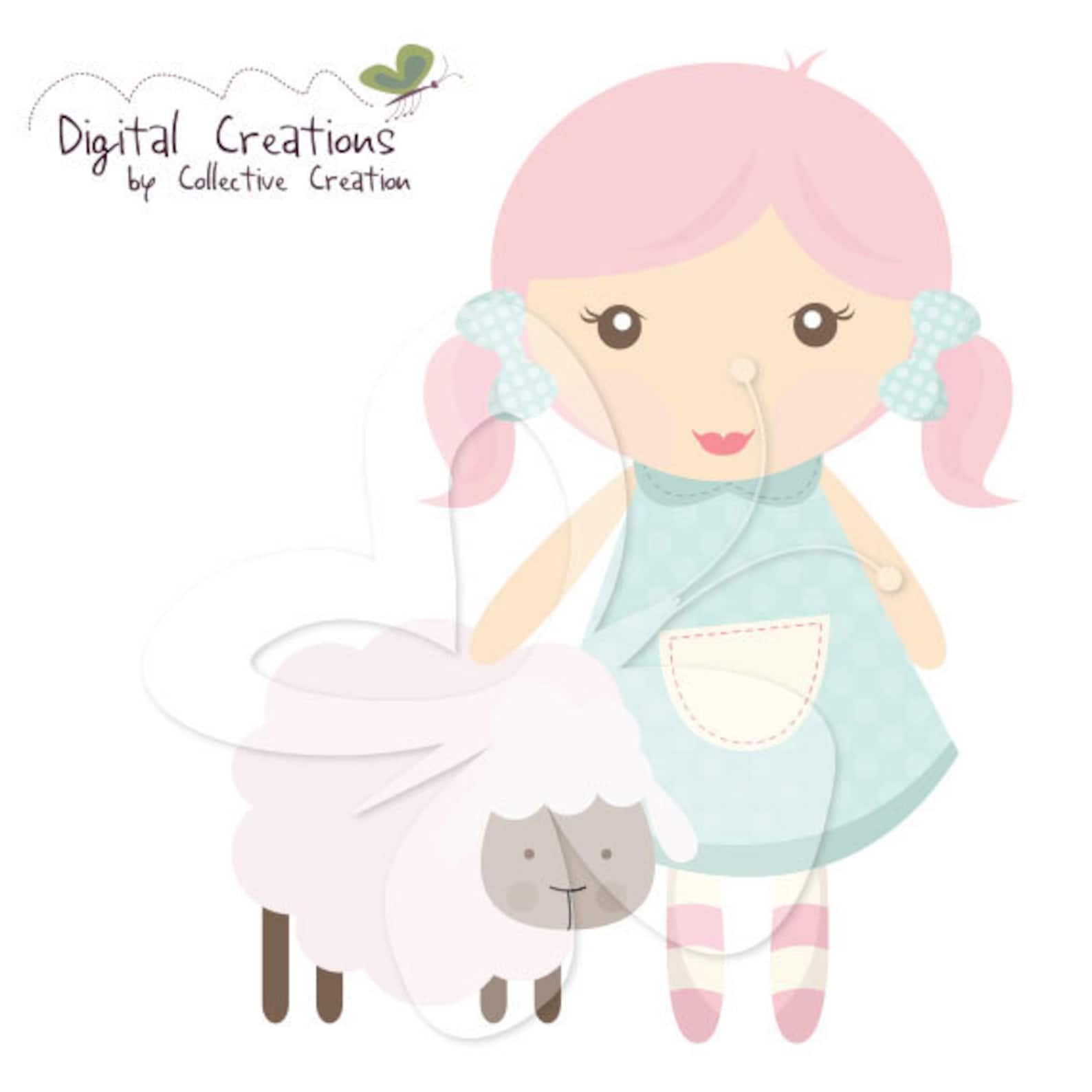 Mary Had a Little Lamb Digital Clipart Clip Art Set Personal and ...