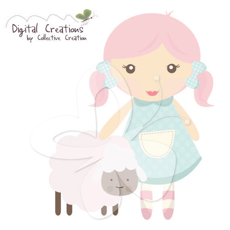 Mary Had a Little Lamb Digital Clipart Clip Art Set Personal and ...