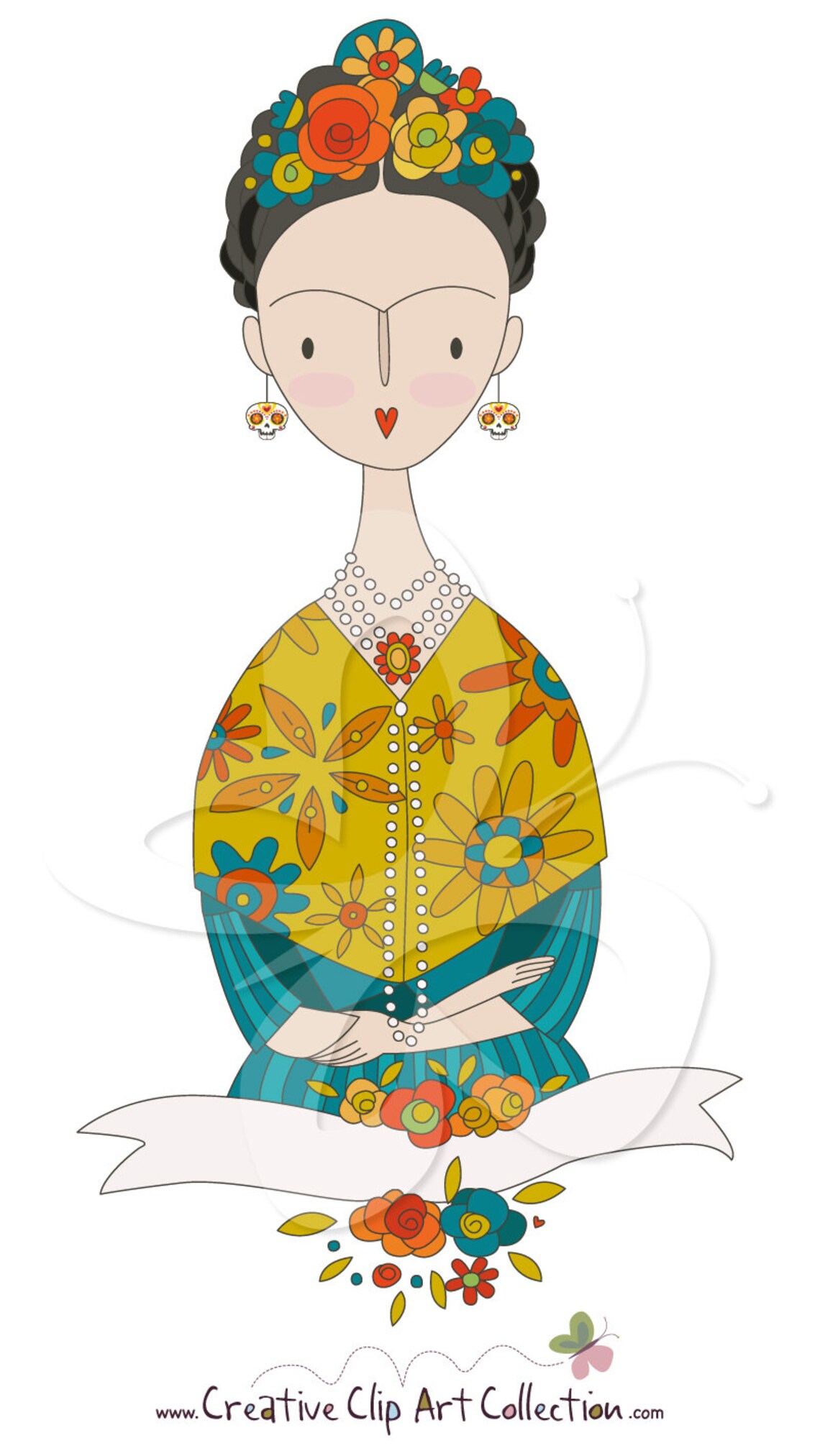 Frida Kahlo Banner Digital Clip Art Clipart Set Personal and Commercial ...