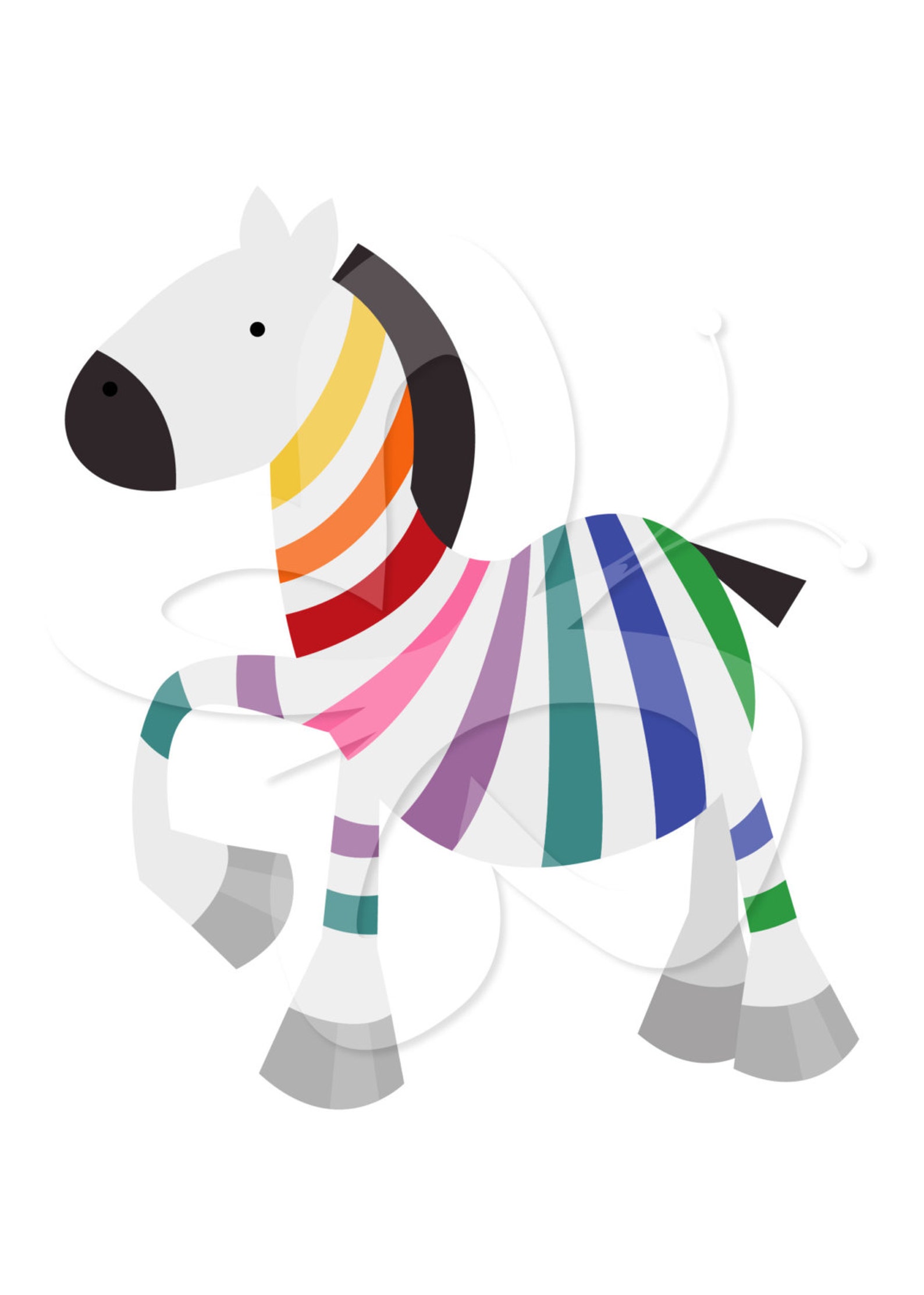 Rainbow Zebra Digital Clipart Set Commercial and Personal - Etsy