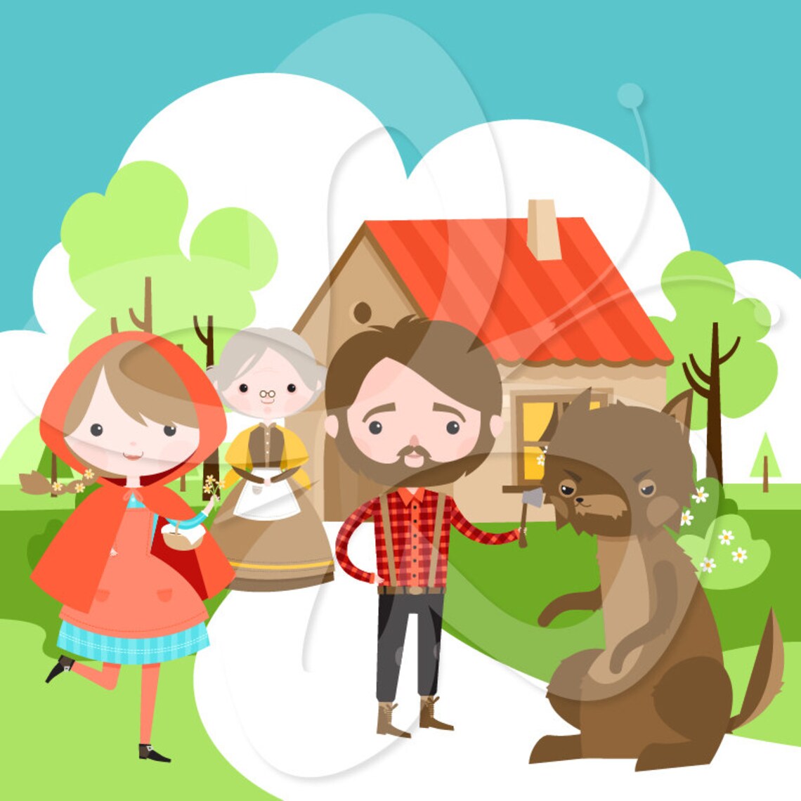 Little Red Riding Hood Clip Art Clipart Set Commercial and Personal Use ...