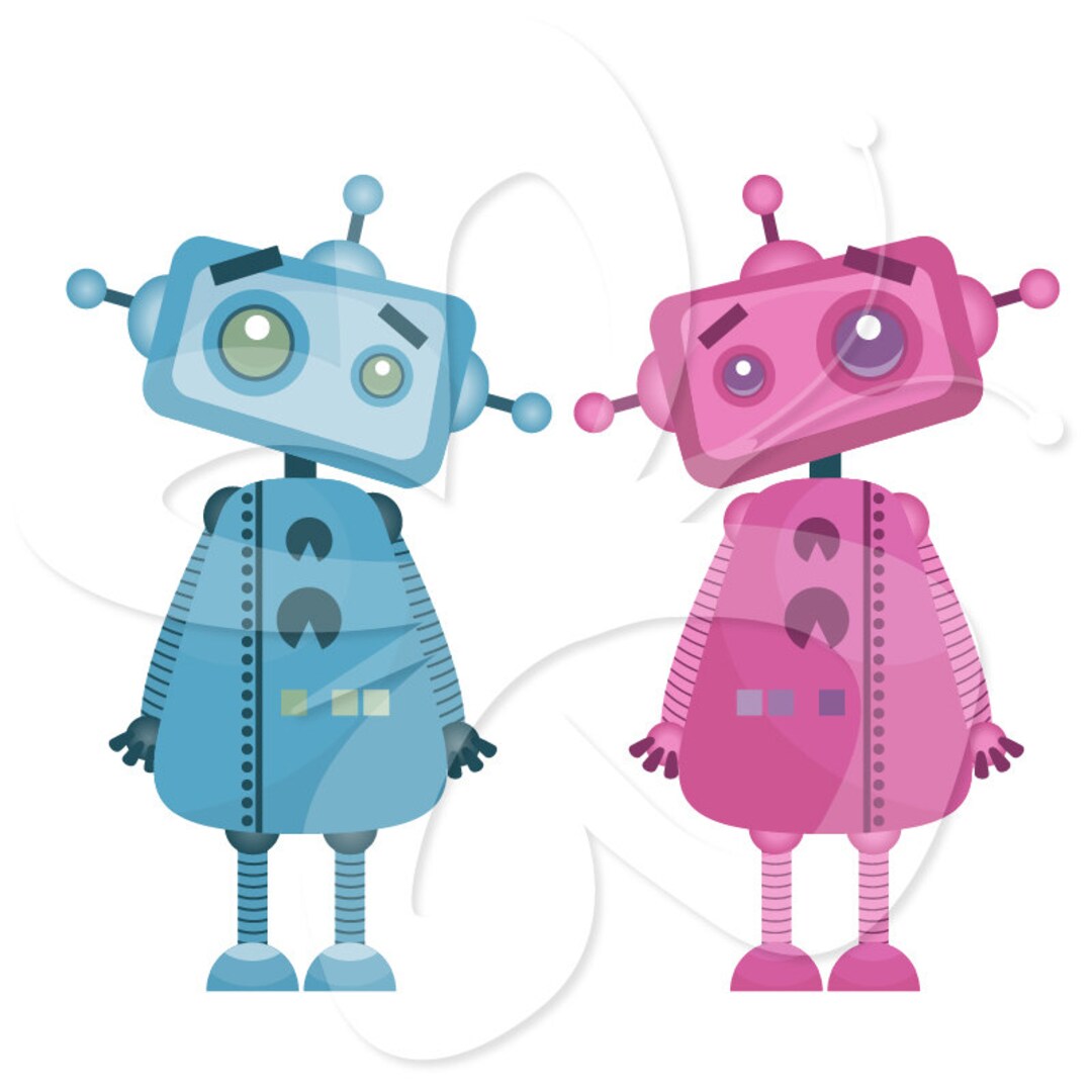 Robot Digital Clip Art Clipart Set Uso personal y comercial - Etsy México