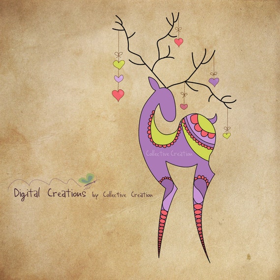 Reindeer Digital Clipart Personal and Commercial Use Clip - Etsy