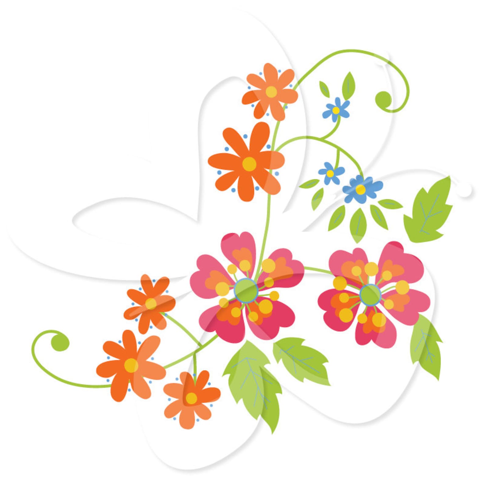 Bright Whimsical Flower Clusters Digital Clip Art Clipart | Etsy