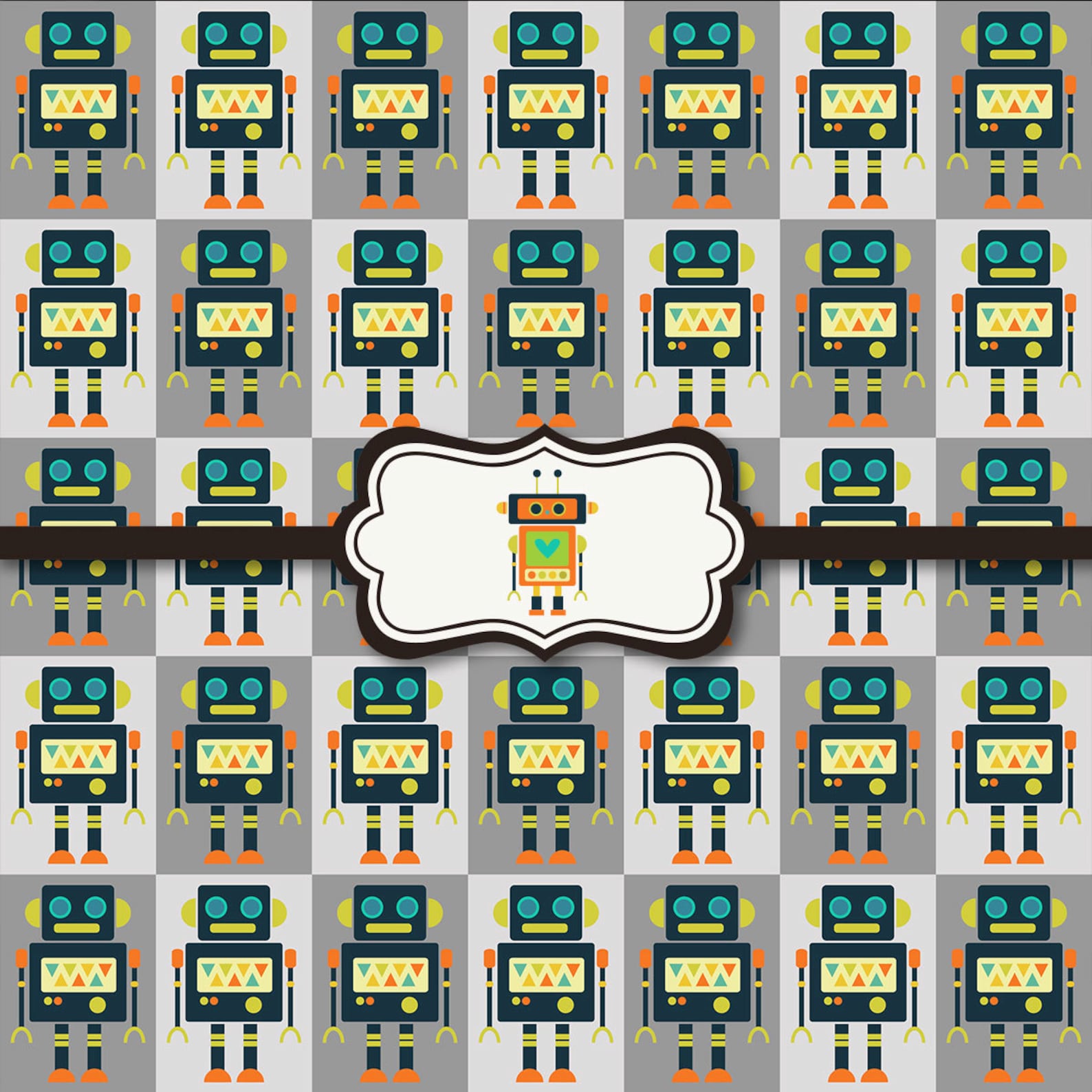 Robots Digital Paper Background Set 2 Commercial and Personal Use - Etsy