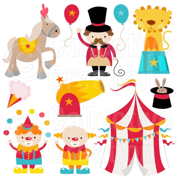 Circus Digital Clip Art Clipart Set Personal and Commercial | Etsy