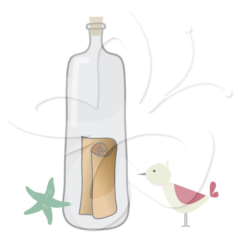 Message in a Bottle Clip Art Clipart Set Personal and Commercial Use - Etsy
