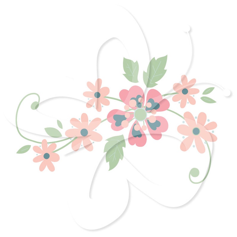 Pastel Whimsical Flower Clusters Digital Clip Art Clipart Personal and ...