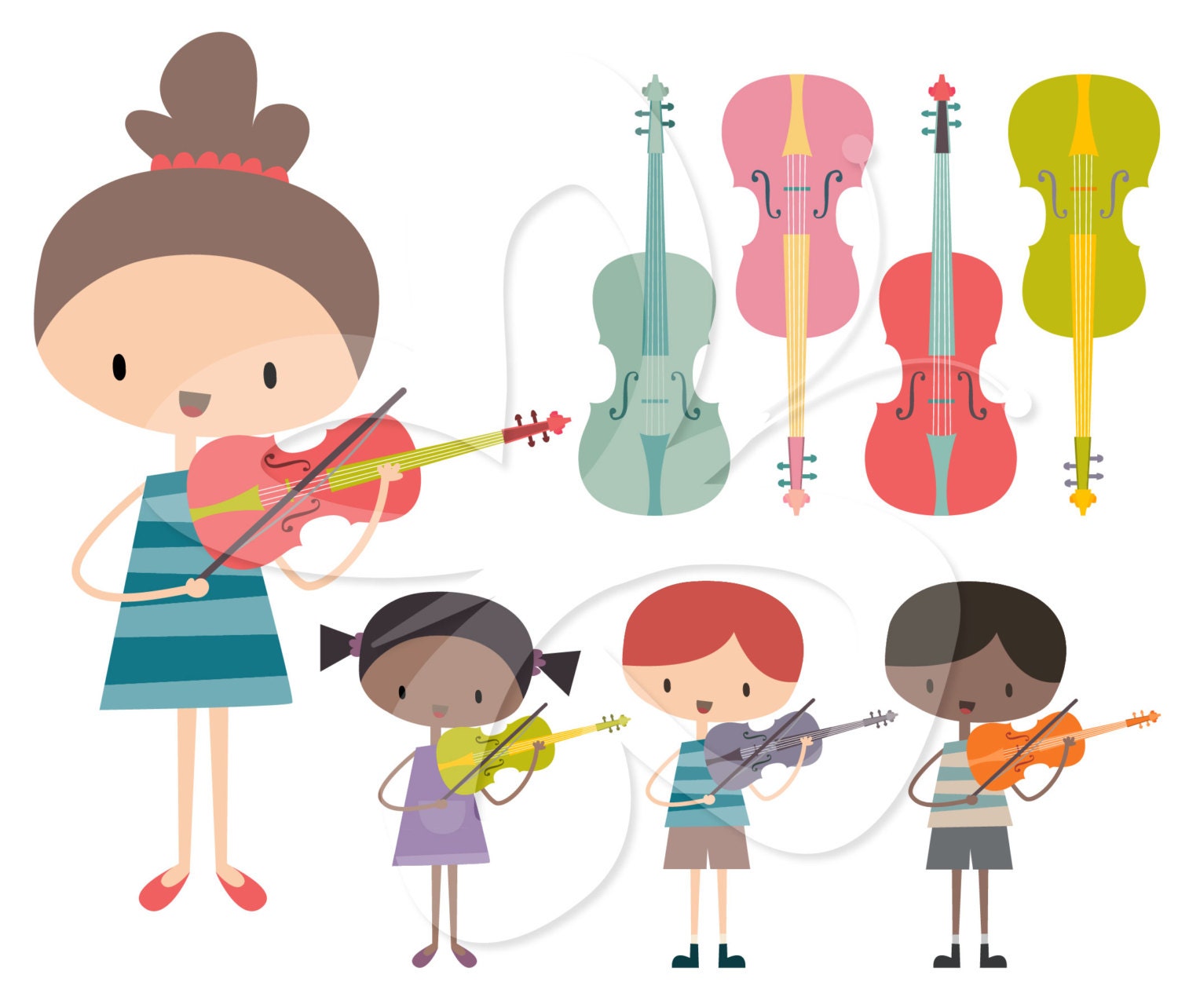 Kid Playing Violin Clip Art
