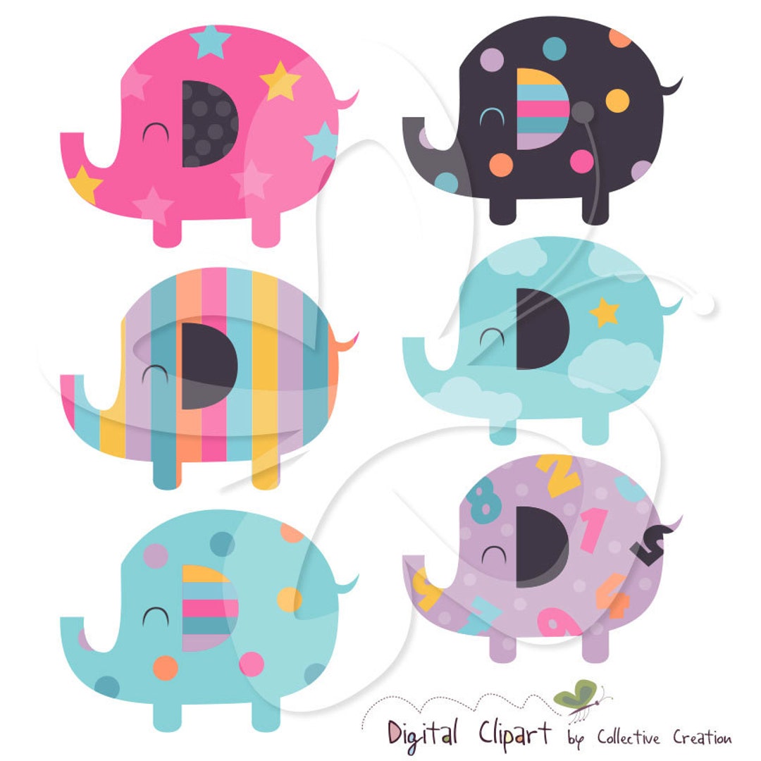 Fun Little Elephants Digital Clip Art Clipart Personal and Commercial ...