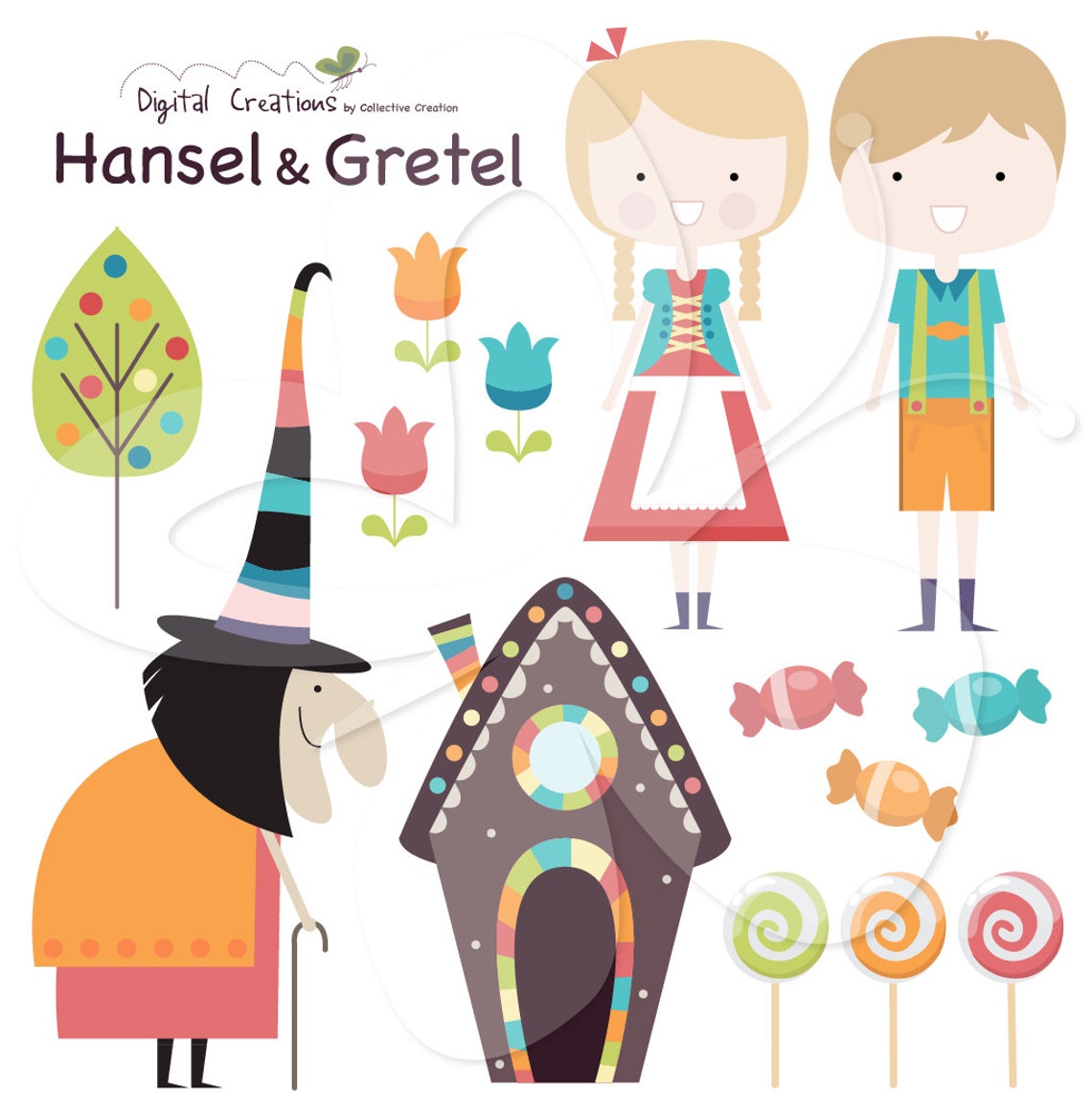 Hansel & Gretel Digital Clip Art Clipart Set Personal and Commercial ...