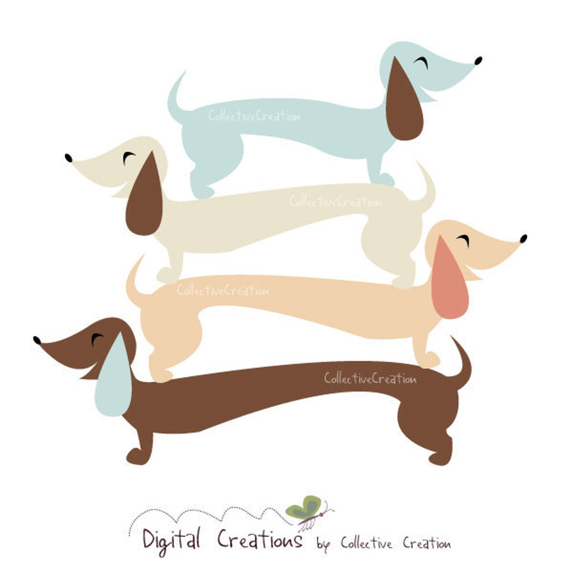 Sausage Dog / Dachshund Digital Clipart Set Ideal for - Etsy