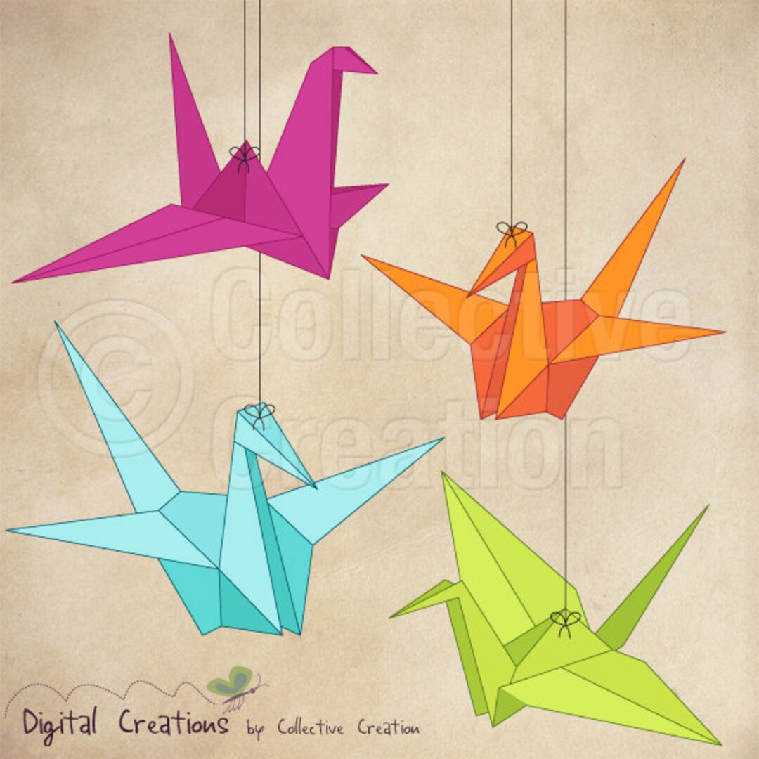 Paper Cranes Digital Clip Art Set 2 Personal and Commercial Use - Etsy