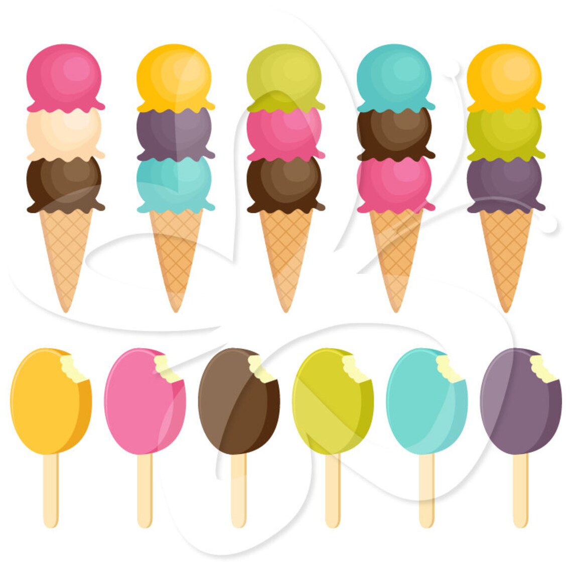 Ice Cream Clipart Clip Art Set Personal and Commercial Use - Etsy Canada