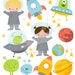 Cute Space Clipart Set Rockets Aliens Planets and - Etsy