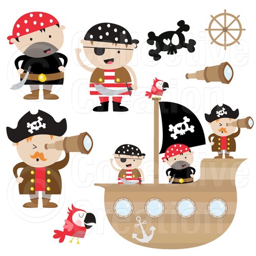 Pirate Children Digital Art Set Clipart Commercial Use Clip - Etsy