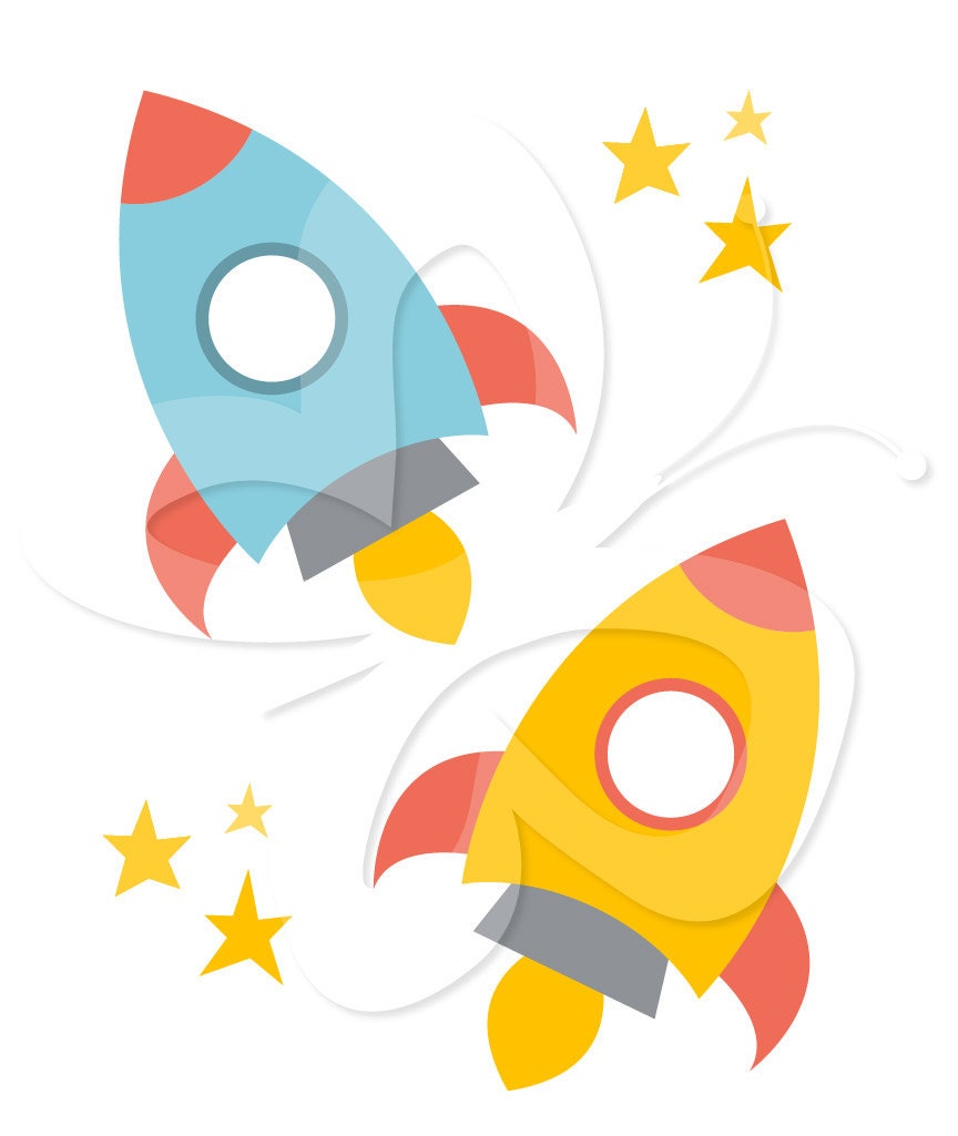 Cute Space Clipart Set Rockets Aliens Planets and - Etsy