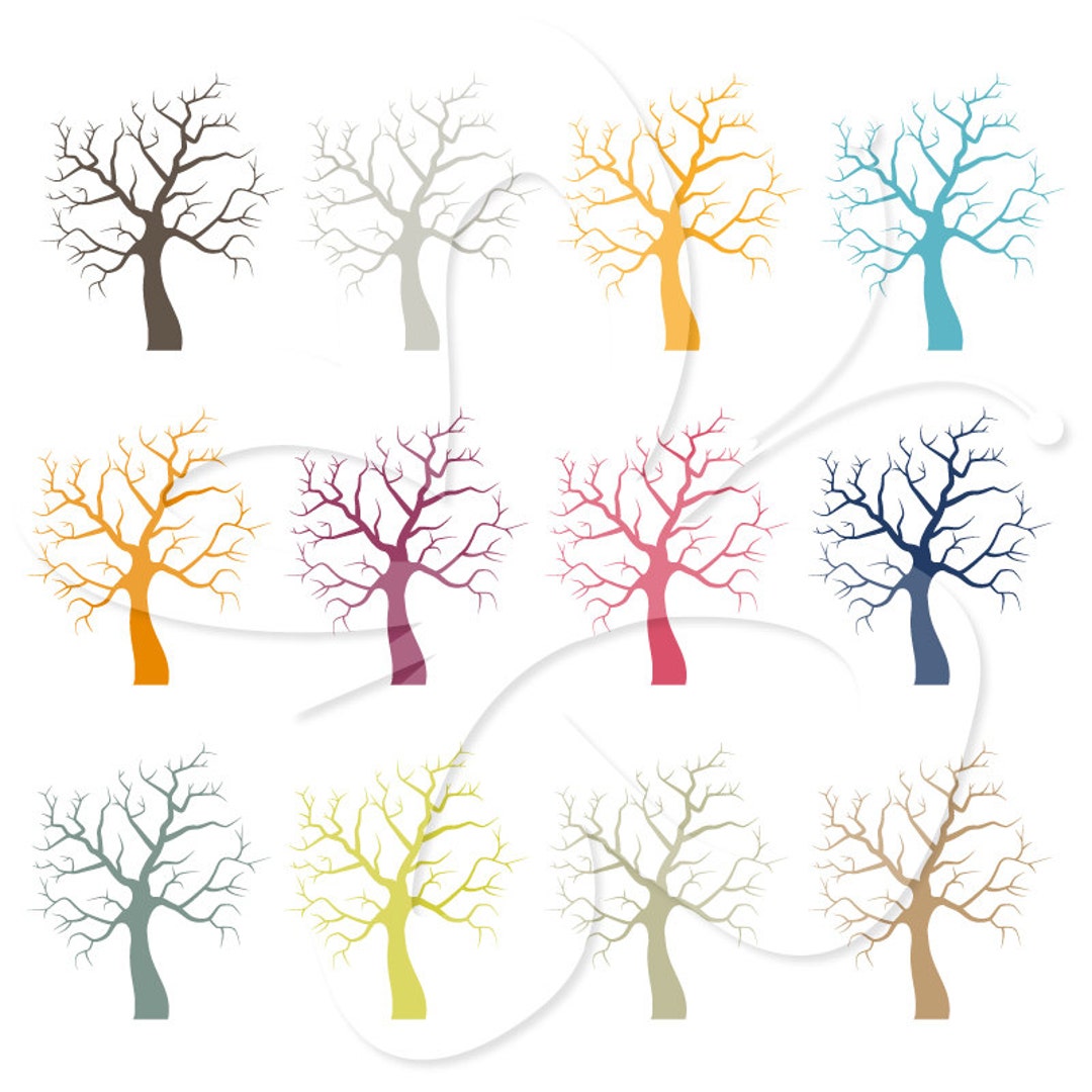 Tree Silhouettes Clip Art Clipart Set Personal and Commercial Use - Etsy