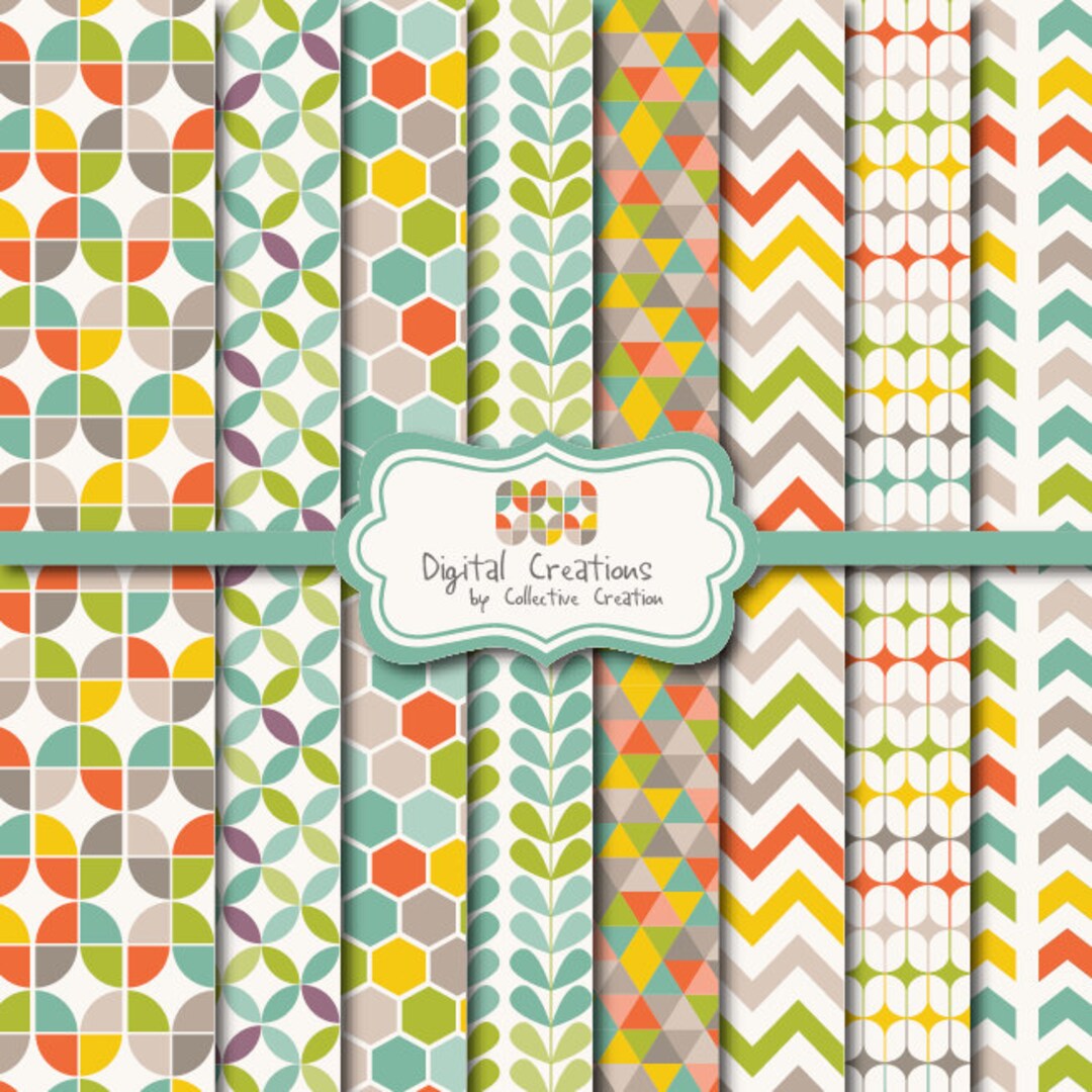 Gotcha Geometric Digital Paper Background Set Commercial and Personal ...