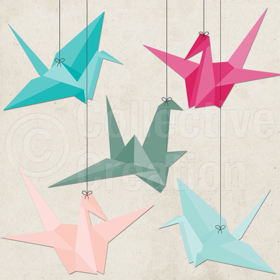 Paper Cranes Digital Clip Art Personal and Commercial Use - Etsy