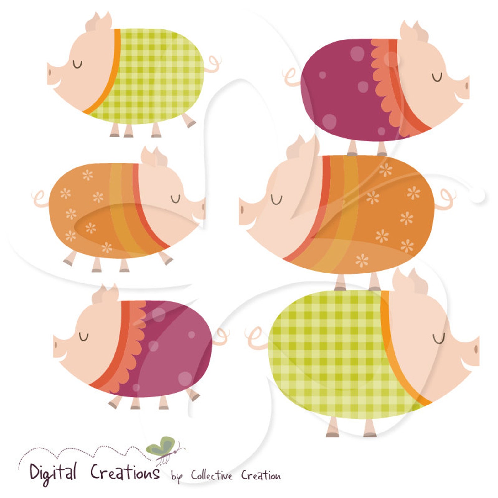 Pig Stack Clip Art Clipart Set Commercial and Personal Use - Etsy