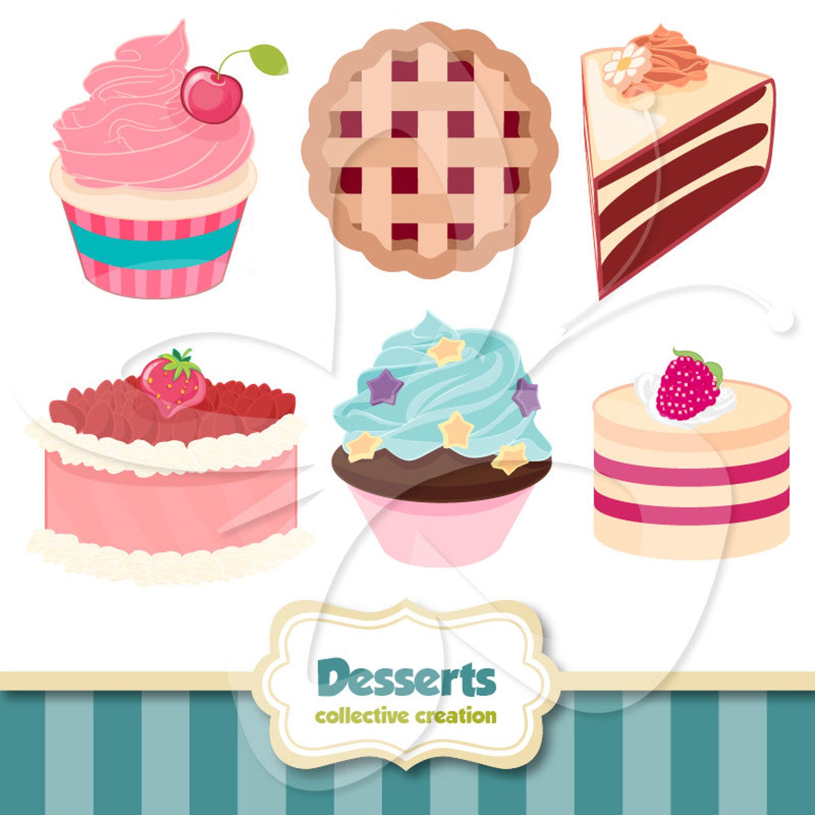 Desserts Clip Art Clipart Set Commercial and Personal Use - Etsy