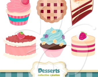 Let's Eat Cake CLIP ART SET for Personal and Commercial Use cupcakes ...