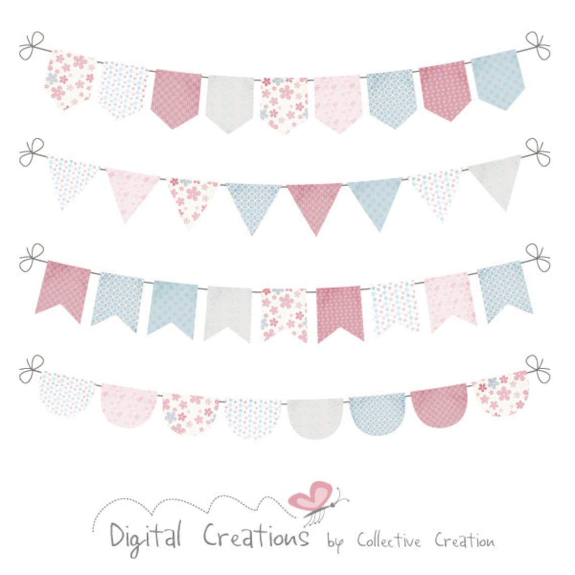 Winter Bunting Digital Clip Art Set Commercial and Personal Use - Etsy