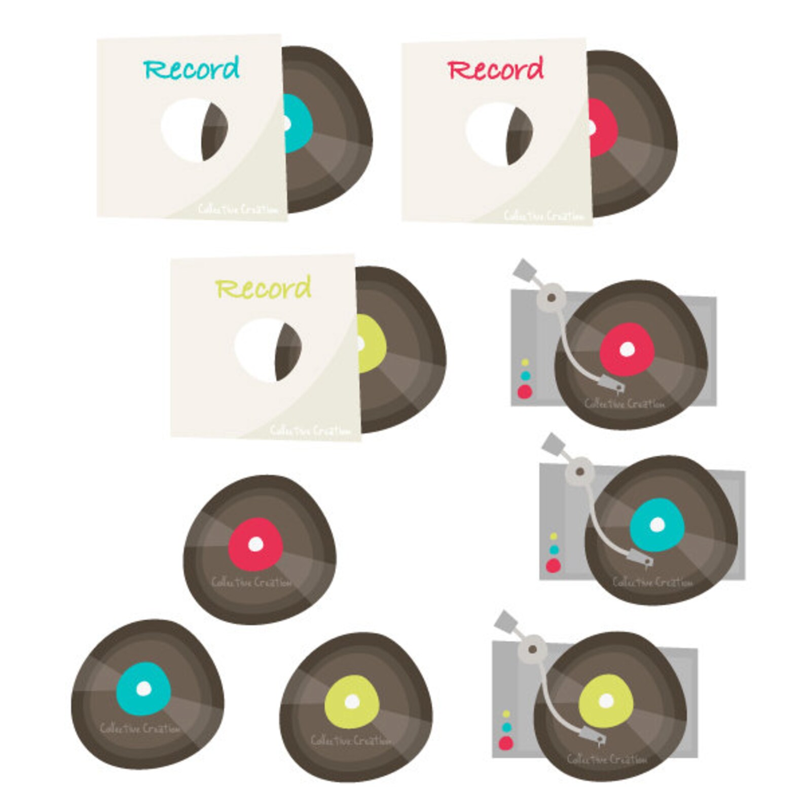 Record Player Digital Clip Art Set Personal and Commercial - Etsy