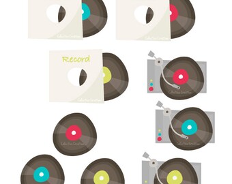 Vintage Record Player Clipart Set. Digital Images or Vector Graphics ...