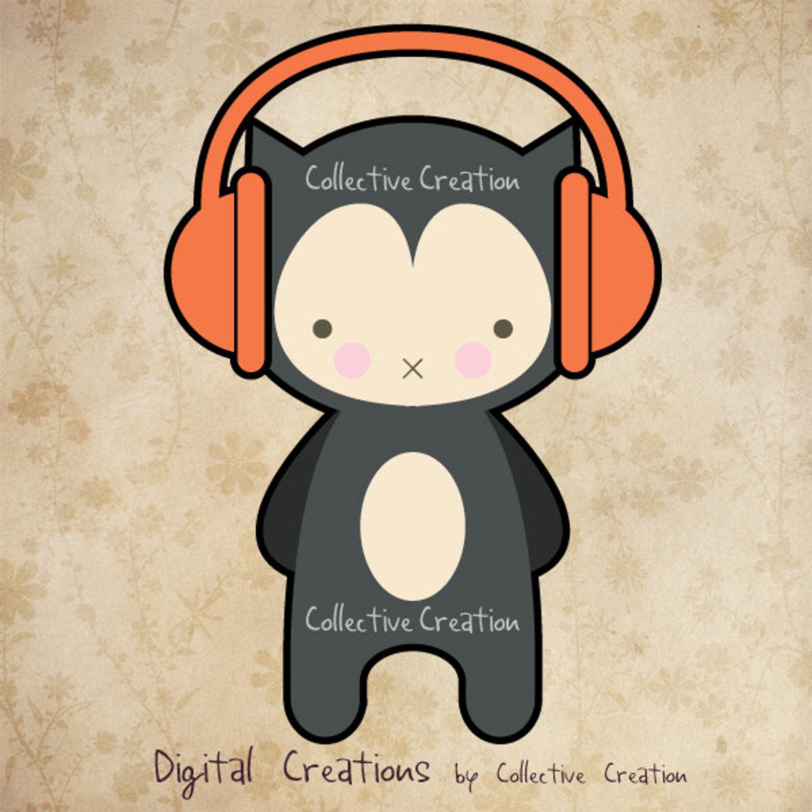 DJ Kool Kitty Digital Clipart Great for Scrapbooking, Card Making and ...