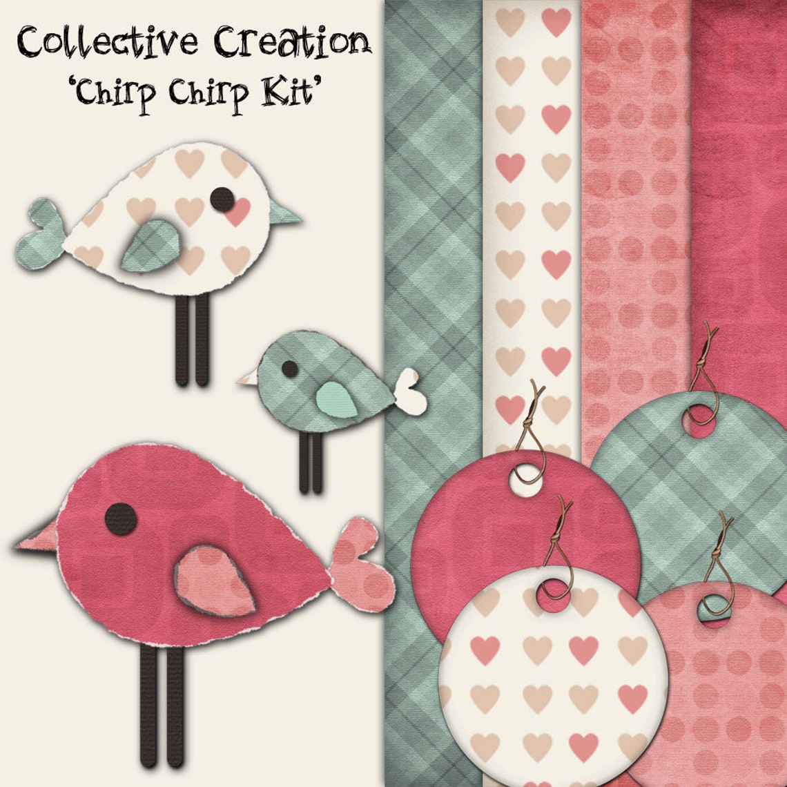 Chirp Chirp Digital Scrapbooking Kit 4 Digital Papers 3 - Etsy