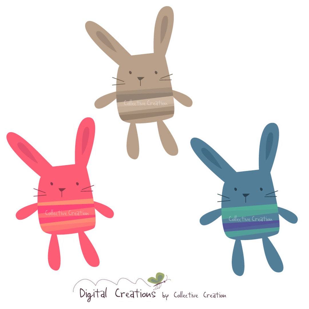 Stripey Rabbit Digital Clipart Personal and Commercial Use - Etsy