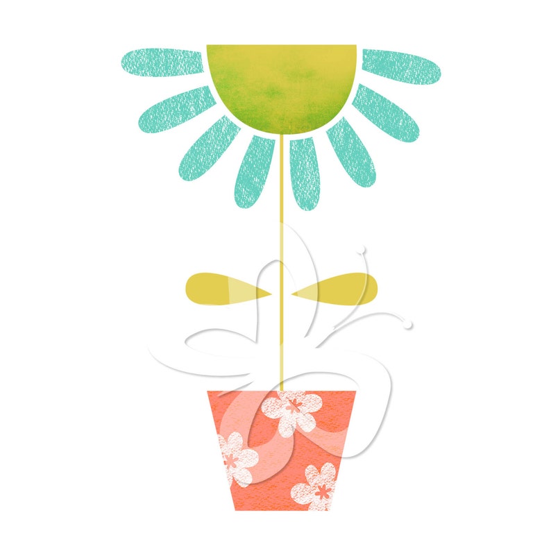 Colourful Pot Plants Digital Clip Art Clipart Set Personal and ...