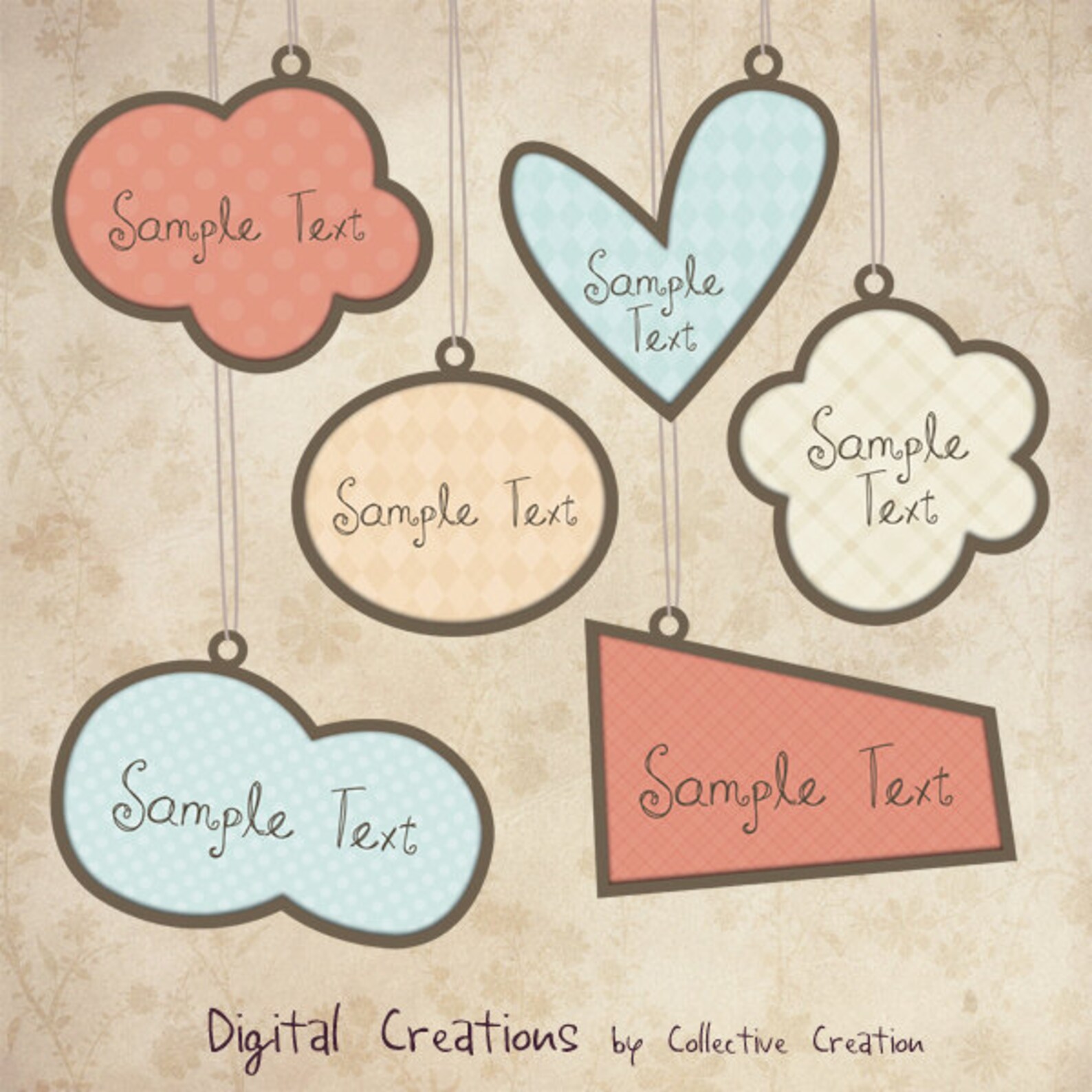 Hanging Tags Digital Clipart Set Ideal for Scrapbooking - Etsy