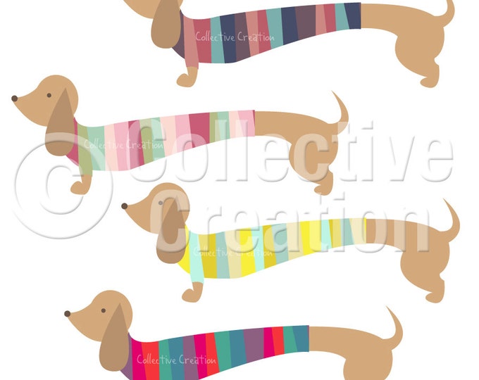 Colorful Dachshunds / Sausage Dogs Digital Clipart Personal and ...