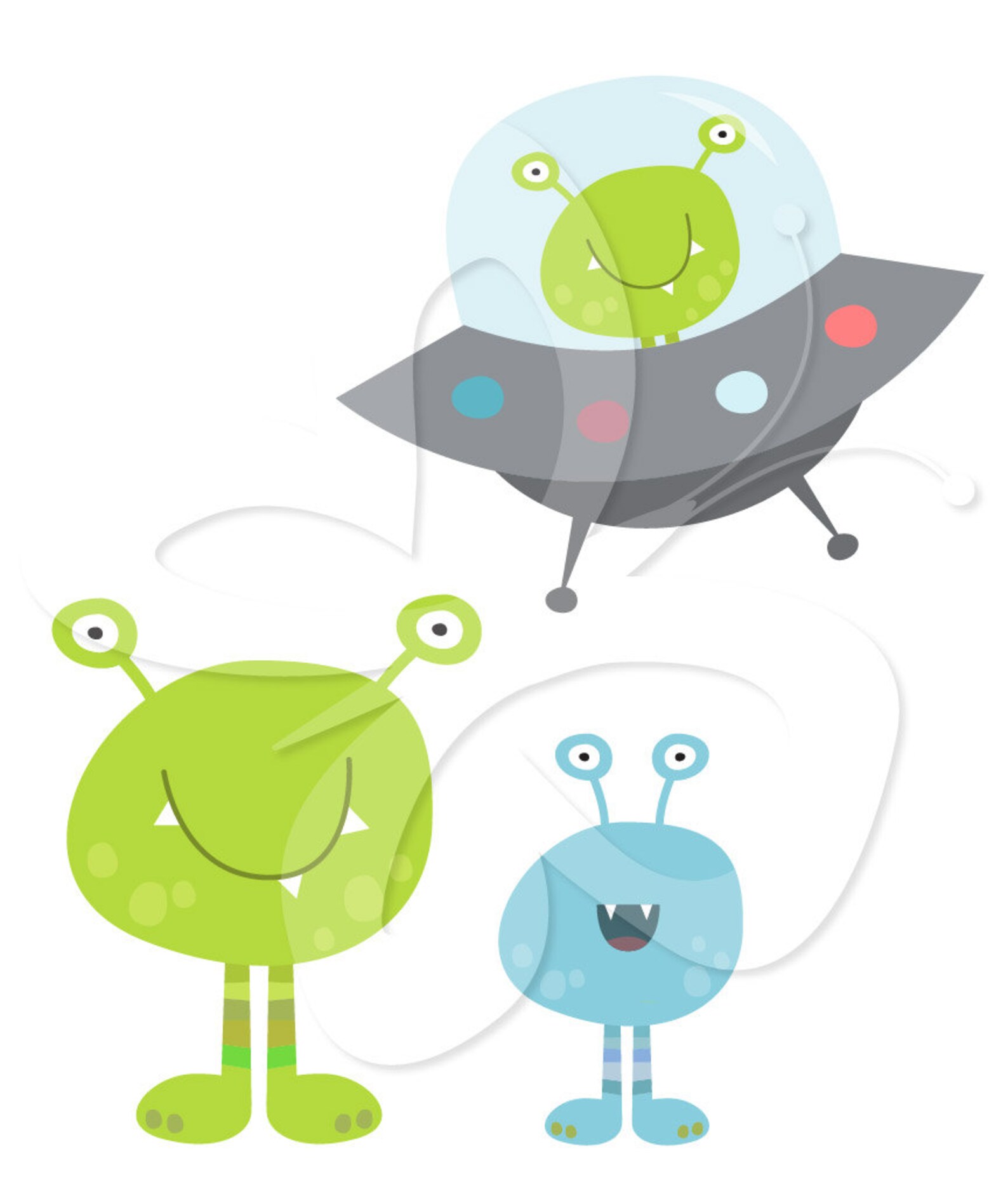 Cute Space Clipart Set Rockets Aliens Planets and - Etsy