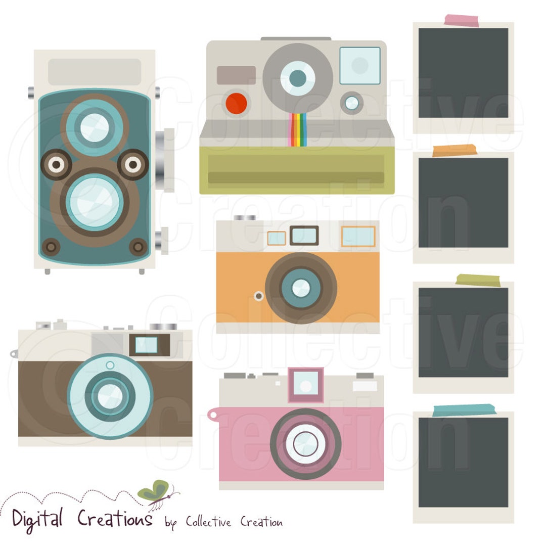 Retro Camera Digital Clip Art Clipart Set Personal and - Etsy
