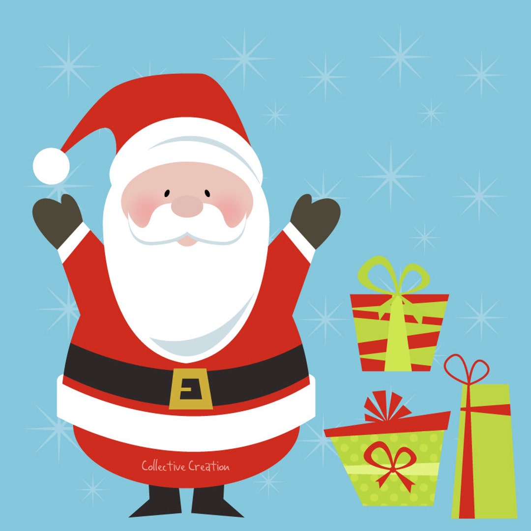 Santa Digital Clipart Personal and Commercial Use Clip Art for Cards ...