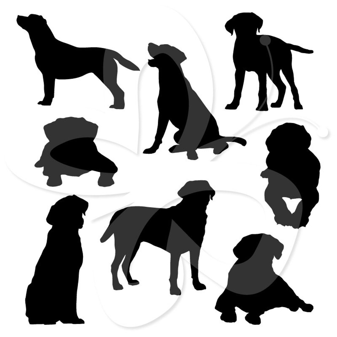 Labrador Silhouettes Digital Clip Art Clipart Set Personal and ...