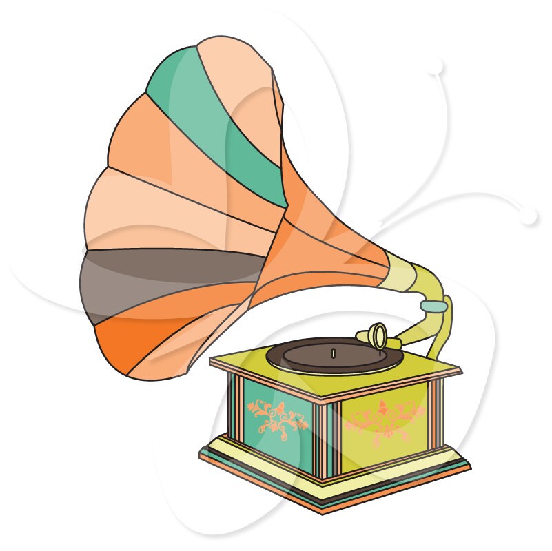 Gramophone Digital Clip Art Clipart Personal and Commercial - Etsy