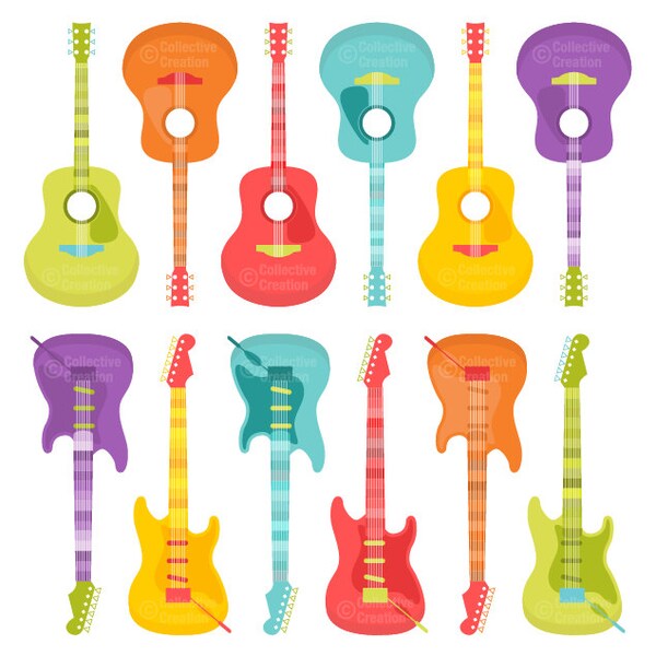 Guitar clipart - Etsy Portugal