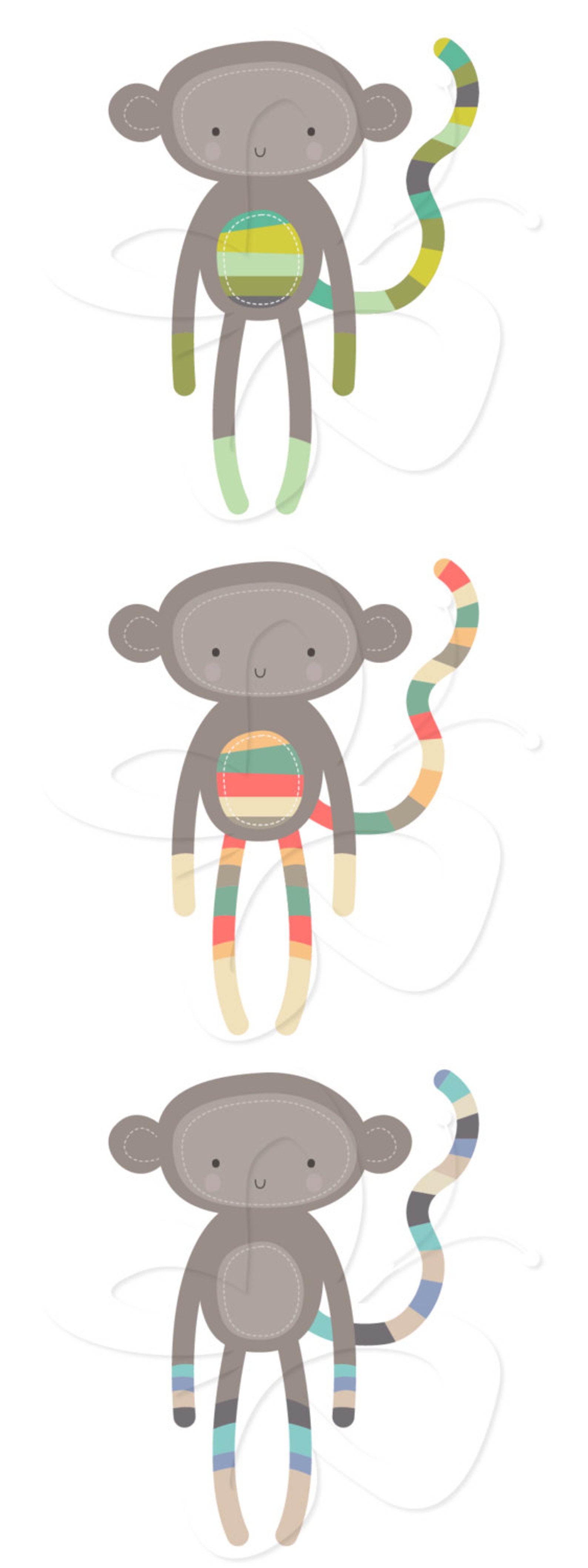 Sock Monkeys Clip Art Clipart Set Commercial and Personal - Etsy