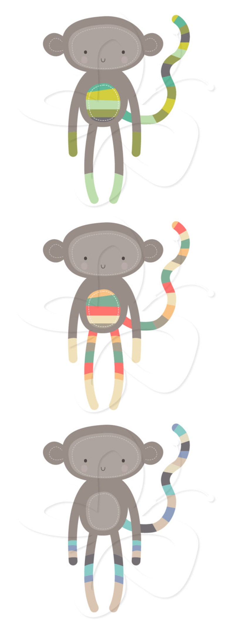 Sock Monkeys Clip Art Clipart Set Commercial and Personal - Etsy