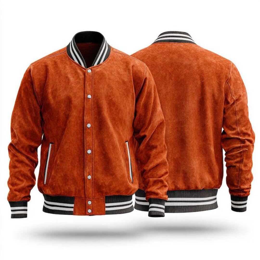 Men’s Brown Suede Varsity Jacket Classic Letterman Baseball Coat - Etsy